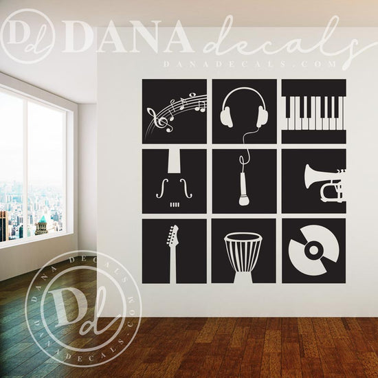Music Instruments Stencil Frame Wall Decal | Shop Dana Decals