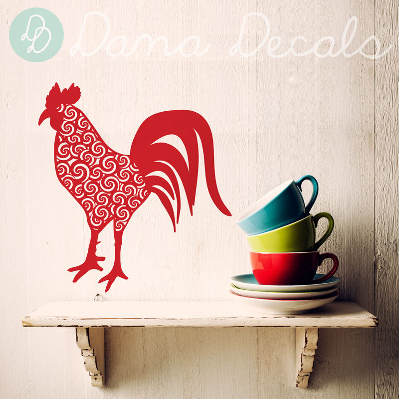 Patterned Rooster Decorative Decal | Shop Dana Decals