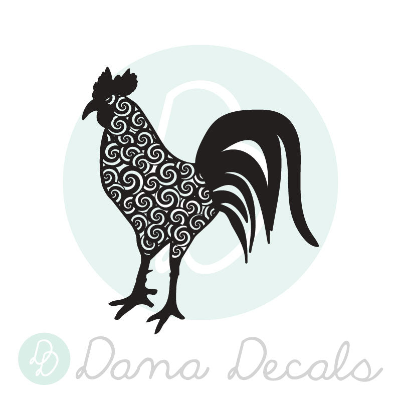 Patterned Rooster Decorative Decal | Shop Dana Decals